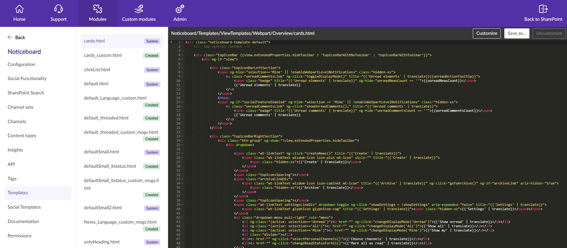 The Noticeboard module – Knowledge Base
